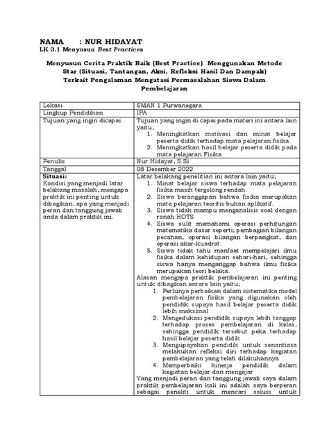 Lk 3 1 Menyusun Best Practices Nur Hidayat New Pdf