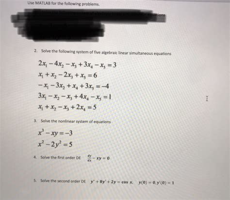 Solved Use MATLAB For The Following Problems 2 Solve The Chegg