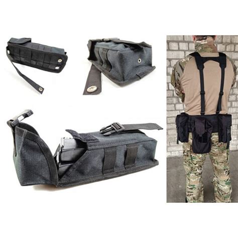 Подсумок под два магазина АК одинарный закрытый черный (MOLLE, подсумок ...
