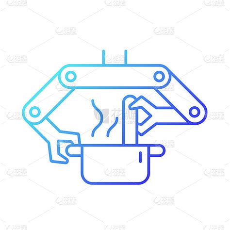 烹饪机器人梯度线性矢量图标