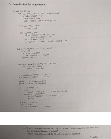 Solved Consider The Following Program Class Myiter