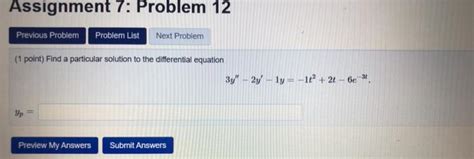 Solved Assignment 7 Problem 11 Previous Problem Problem