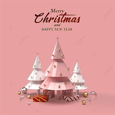 분홍색과 흰색 크리스마스 일러스트 장식 장식품 현실적인 렌더링 개체 인사말 카드의 추상 최소한의 배경 장식 리본 제전 Png 일러스트 및 Psd 이미지 무료 다운로드