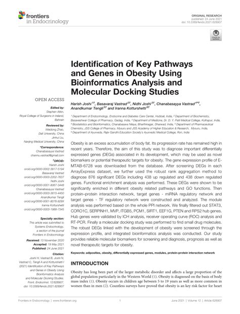 Pdf Identification Of Key Pathways And Genes In Obesity Using
