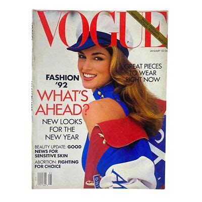 Vogue Magazine January 1992 Cindy Crawford By Patrick Demarchelier No