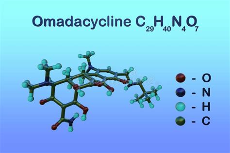 Structural Chemical Formula And Molecular Model Of Omadacycline A Broad Spectrum Antibiotic Of