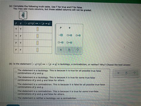 Answered Complete The Following Truth Table Use… Bartleby