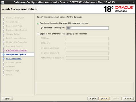 creating database on oracle database 18cr1 using dbca gui and then