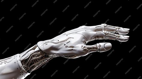 Premium Ai Image Red Robot Hand Pointing Finger On Dark Background 3d Rendering