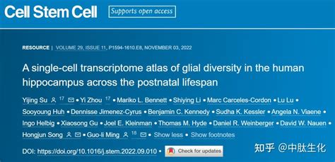 Cell子刊：建立人类海马区域神经胶质细胞的转录组学参考图谱 知乎