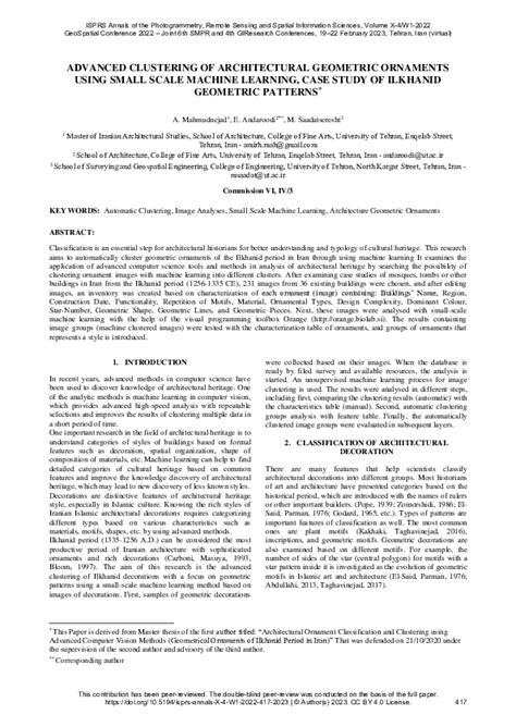 Pdf Advanced Clustering Of Architectural Geometric Ornaments Using