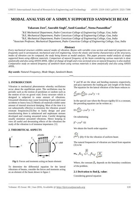 PDF MODAL ANALYSIS OF A SIMPLY SUPPORTED SANDWICH Esatjournals Net