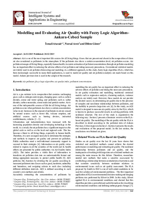 Pdf Modelling And Evaluating Air Quality With Fuzzy Logic Algorithm Ankara Cebeci Sample