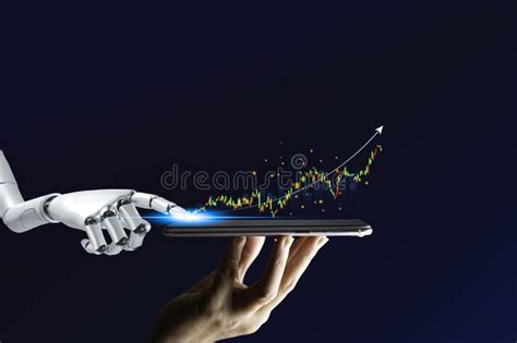 Robot Trading Concept Robot Hand Represents Use Of Artificial Intelligence In Trading Stocks