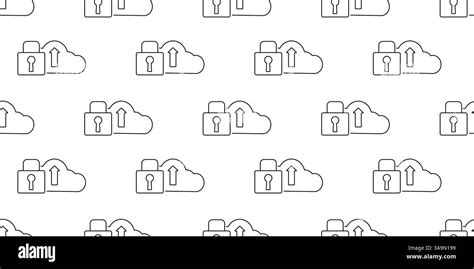 Cloud Storage Icons With Upload And Lock Symbols For Data Security Concepts In Technology Design