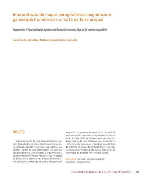 Pdf Interpretation Of Aero Geophysical Magnetic And Gamma Spectrometry Maps In The Northern