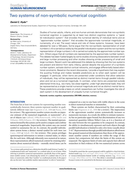 Pdf Two Systems Of Non Symbolic Numerical Cognition