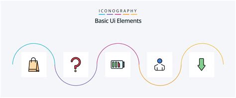 Basic Ui Elements Line Filled Flat 5 Icon Pack Including Down Arrow