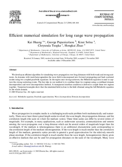 Pdf Efficient Numerical Simulation For Long Range Wave Propagation