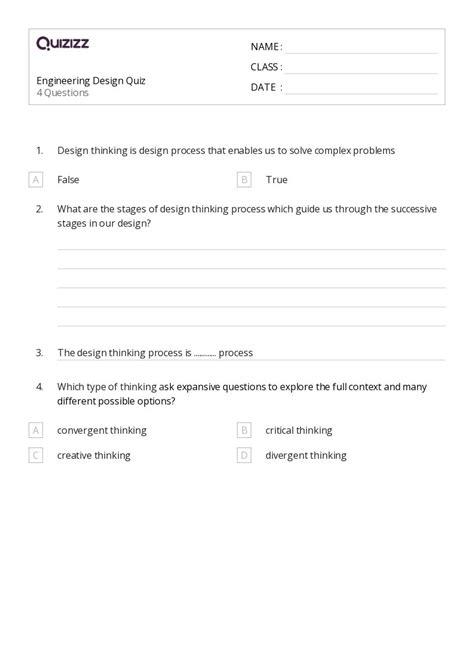50 engineering design worksheets for 1st class on quizizz free