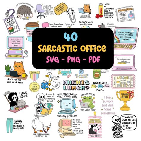 Sarcastic Office Png Bundle Snarky Sarcastic Sayings Quotes Sublimation