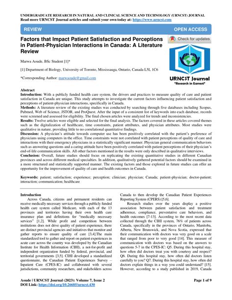 Pdf Factors That Impact Patient Satisfaction And Perceptions In