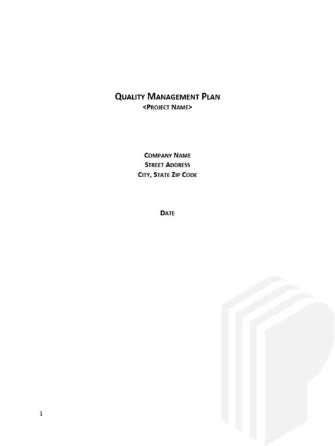 Quality Management Plan Pdf