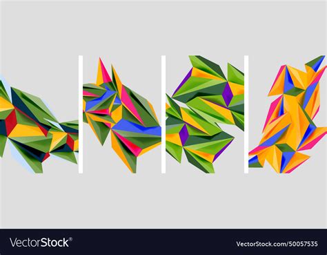 Set Of Mosaic Triangle Pattern Abstract Posters Vector Image