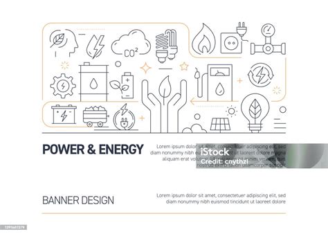 파워 앤 에너지 관련 벡터 배너 디자인 컨셉 아이콘이 있는 모던 라인 스타일 0명에 대한 스톡 벡터 아트 및 기타 이미지 0명 개념 개발 Istock
