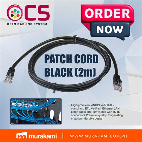 Cables Cat6 Patch Cord Black 2m Murakami