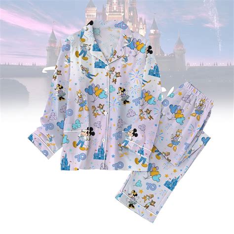 Disneyland 70th Anniversary Pajamas Set Mickey Minnie Donald Daisy