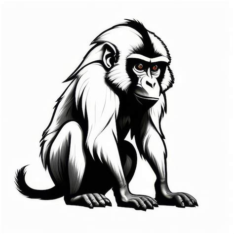 Mandrill Outline Black And White Cute Coloring Book Premium Ai