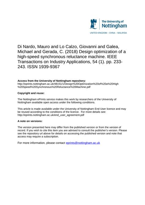 Pdf Design Optimization Of A High Speed Synchronous Reluctance Machine