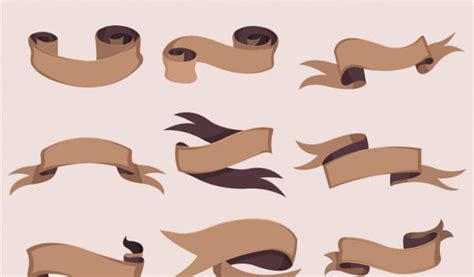 리본 템플릿 브라운 빈 3d 곡선 된 스케치 Ai Eps Uidownload