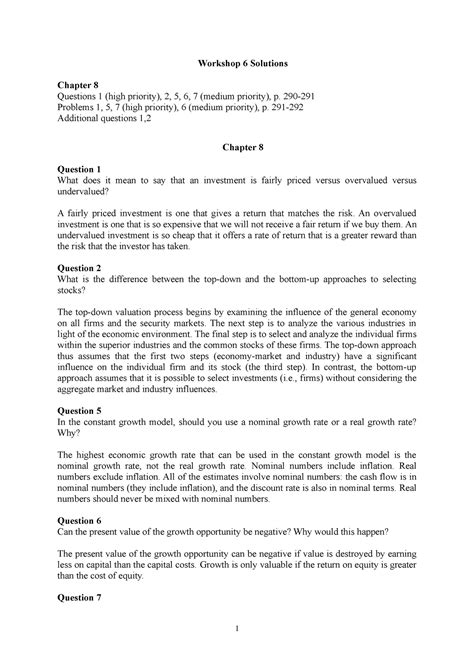 Workshop Module 6 Week 8 Solutions Workshop 6 Solutions Chapter 8 Questions 1 High Priority