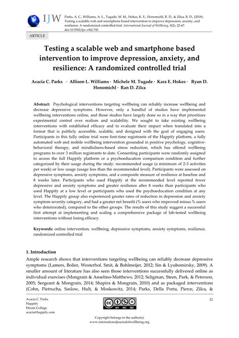 Pdf Testing A Scalable Web And Smartphone Based Intervention To Improve Depression Anxiety