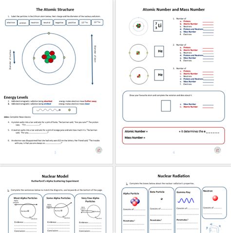 Gcse P1 Atomic Structure Triple Complete Workbook With Answers Teaching Resources