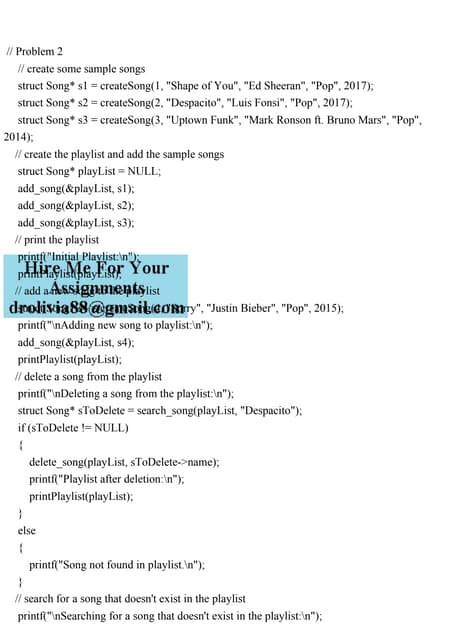 Problem 2 Create Some Sample Songs Struct Songpdf