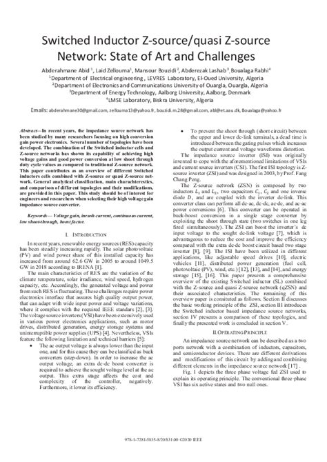 Pdf Switched Inductor Z Sourcequasi Z Source Network State Of Art