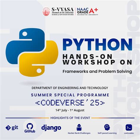S Vyasa Deemed To Be University 🐍💻 Dive Into Python Like Never Before 💡 S Vyasa Deemed To Be