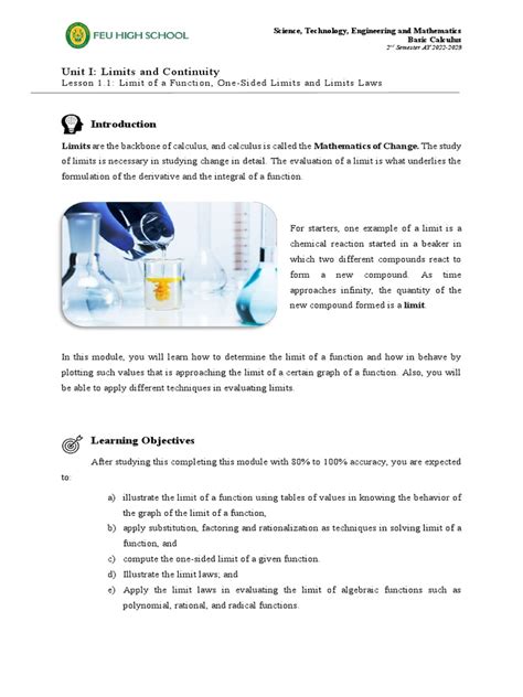 Study Guide 1 Limit Of A Function One Sided Limits And Limits Laws Download Free Pdf Study Guide 1 Limit Of A Function One Sided Limits And Limits Laws Download Free Pdf