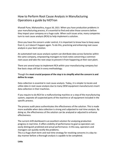 PPT How To Perform Root Cause Analysis In Manufacturing Operations PowerPoint Presentation