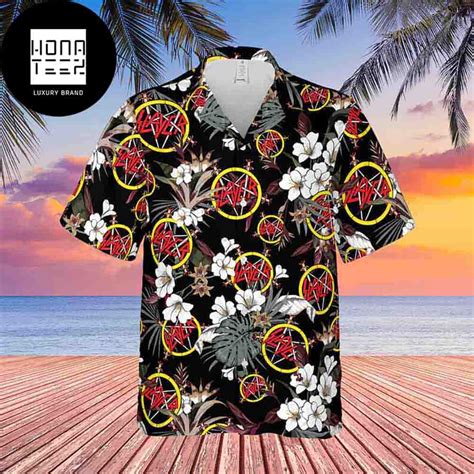Slayer Rock Band With White Flower Summer Trending Hawaiian Shirt