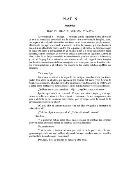 Mito De La Caverna Texto PlatÓn República Libro Vii 5l4a 517c 518b