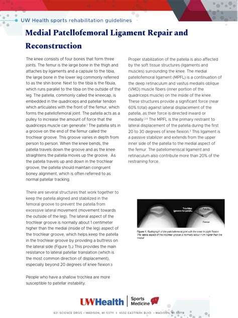 Uw Patella Dislocation Guidelines Pdf Knee Musculoskeletal System