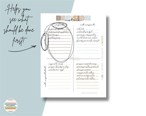 Decision Matrix For Busy Moms Printable Priority Matrix Etsy Artofit