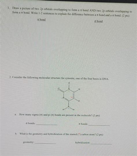 Solved 1 Draw A Picture Of Two 2p Orbitals Overlapping To