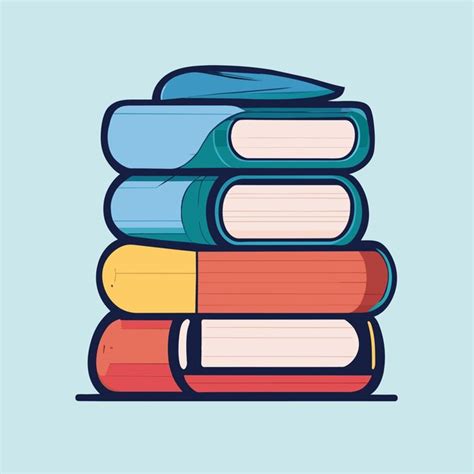 Pila Plana De Libros Dibujada A Mano Vector Premium
