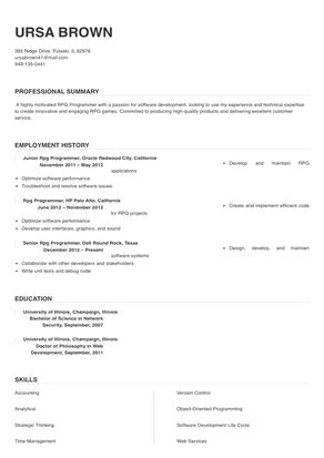 Rpg Programmer Resume Sample Tips Online Resume Builder