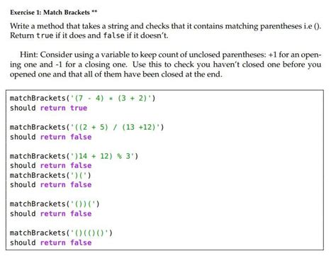 Solved Exercise 1 Match Brackets Write A Method That
